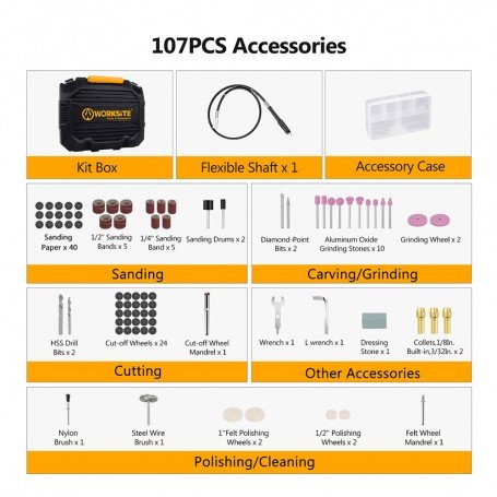 Mini perceuse avec accessoires 107Pcs 130W - WORKSITE